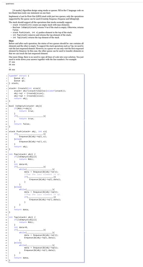 QUESTIONS Marks Algorithm Design Using Stacks Or Chegg