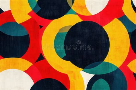 Geometric Pattern Of Interlocking Circles With Bold Primary Colors Creating A Modern And Vibrant