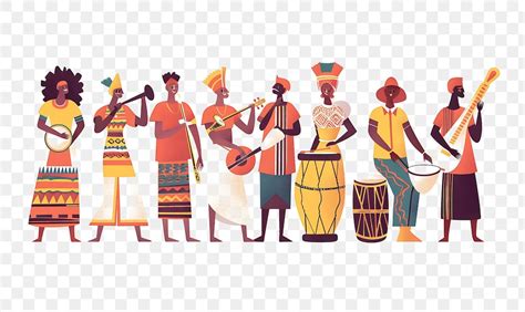 Psd Musicians Playing Traditional Instruments In Uganda Design I 2d Flat Art Tshirt Banner