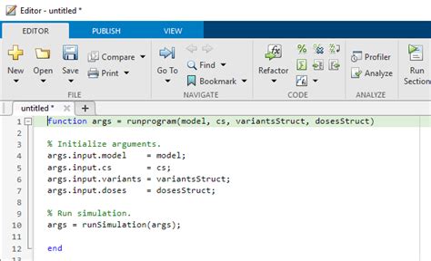 View And Run Program Code Generated By Simbiology Model Analyzer Matlab And Simulink