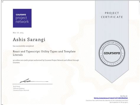 Completed React And Typescript Course On Coursera Ashis Kumar Sarangi