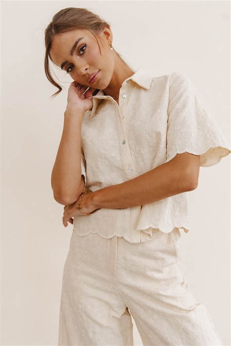 Perrie Floral Button Up In Cream Böhme