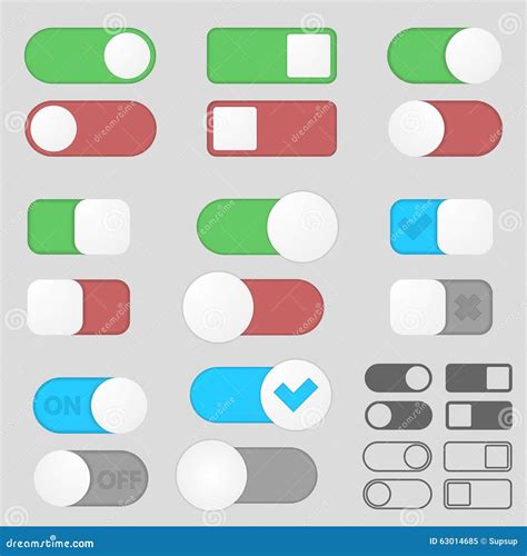 Toggle Switch Buttons Pack Stock Vector Illustration Of Media Slider 63014685