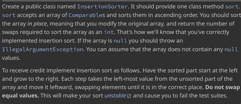 Solved Create A Public Class Named InsertionSorter It Chegg Com