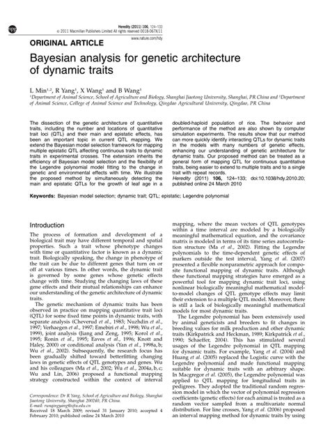 Pdf Bayesian Analysis For Genetic Architecture Of Dynamic Traits