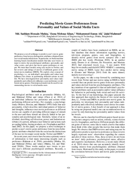 Pdf Predicting Movie Genre Preferences From Personality And Values Of