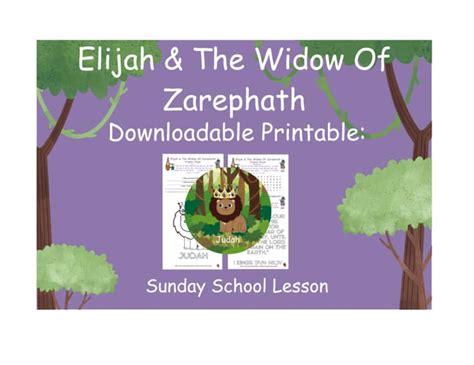 Elijah And The Widow Of Zarephath Sunday School Lesson By Sunday School
