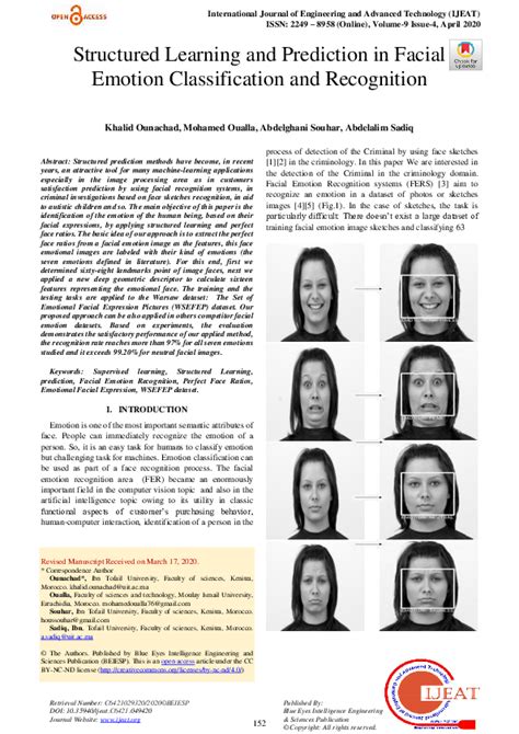 Pdf Structured Learning And Prediction In Facial Emotion Classification And Recognition