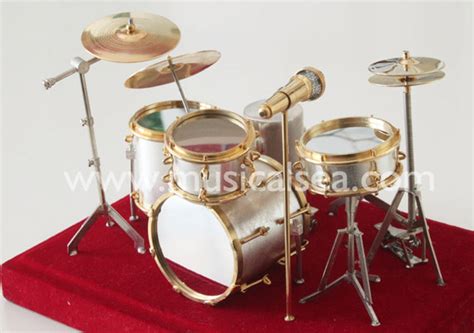 Silver Miniature Drum Set Ornament Musical Instrument Gift Miniature Musical Instruments Gift