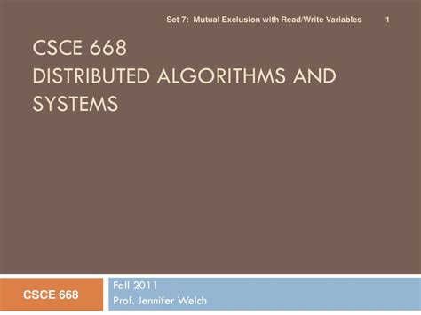 csce 668 distributed algorithms and systems ppt download