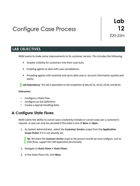 Lab 12 Configure Case Process Pdf Service Level Agreement Computing