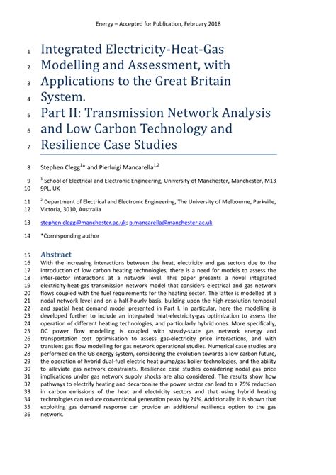 Pdf Integrated Electricity Heat Gas Modelling And Assessment With Applications To The Great