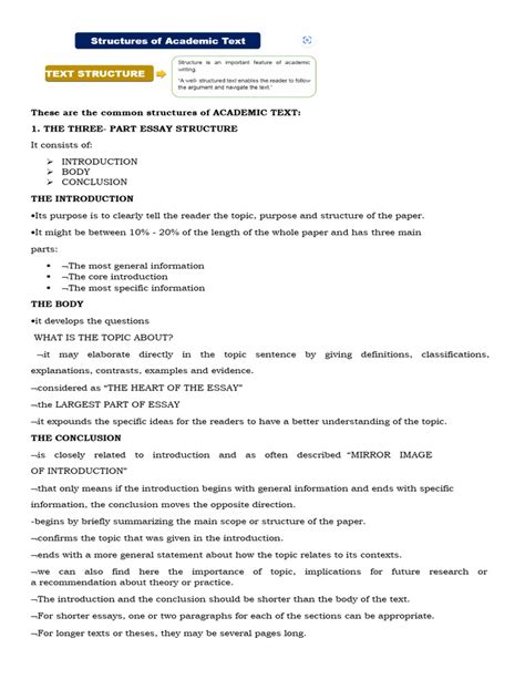 These Are The Common Structures Of Academic Text Pdf Essays Information