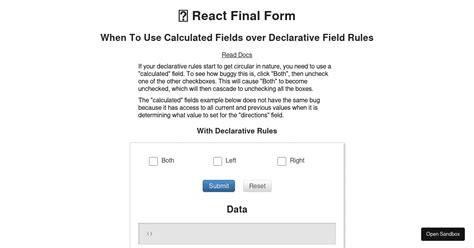 🏁 React Final Form Declarative Rules Vs Calculated Fields Codesandbox