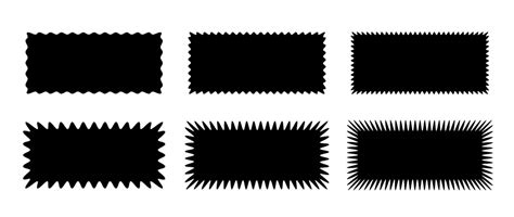 Premium Vector Zig Zag Edge Rectangle Shape Collection Jagged Rectangular Elements Set Black