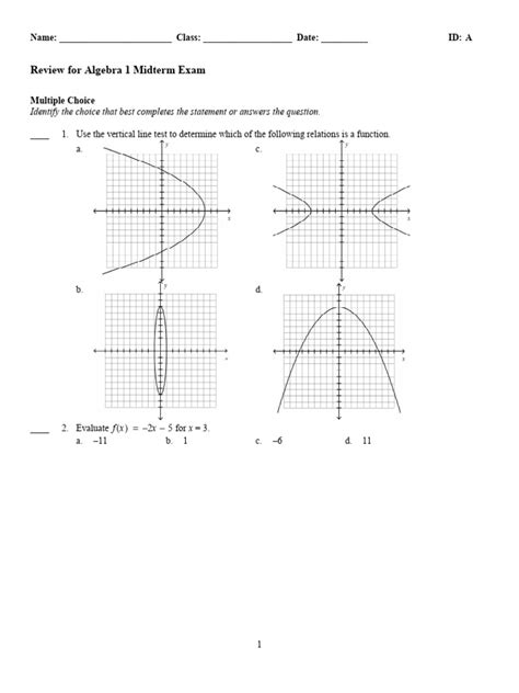 Midterm Review A Pdf Function Mathematics Algebra