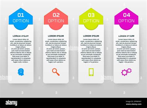 Vector Infographics Template With Four Options In Material Design Style