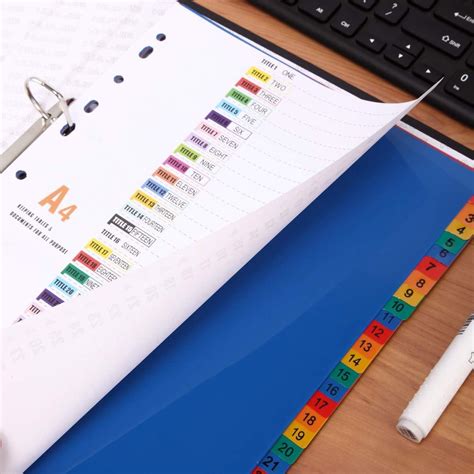 File Separators A4 File Dividers Pvc Multi Colours 1 To 31 Marina