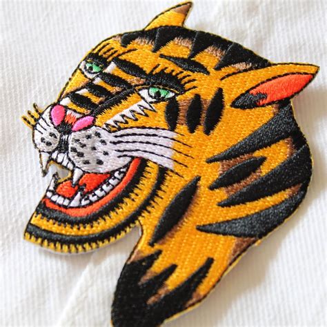 Bert Grimm Tiger Tattoo Embroidered Patch Iron Sew On Badge Lou Woof Etsy