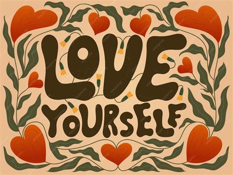 Tarjeta De Regalo Vintage Con Letras Love Yourself Vector Banner Con