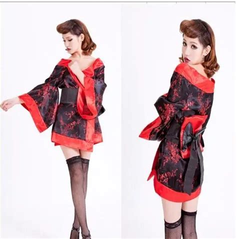 Ladies Sexy Kimono Japanese Style Hot Fancy Dress Red Sakura Printings