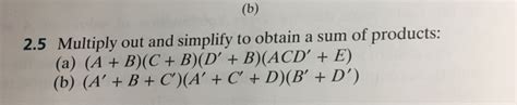 solved 2 5 multiply out and simplify to obtain a sum of