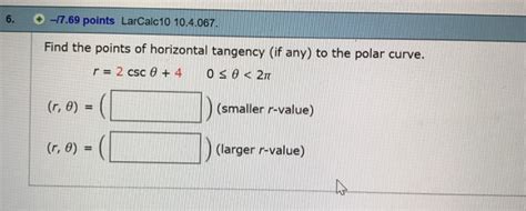 solved find the points of horizontal tangency if any to