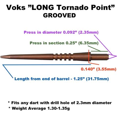 Long Tornado Points Grooved Voks Darts Inc