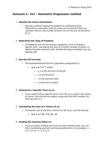 Engineering Maths Arithmetic And Geometric Progressions Teaching Resources