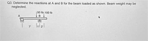 Q3 Determine The Reactions At A And B For The Beam Loaded As Shown Beam Weight May Be Neglected