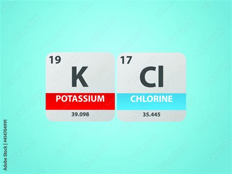 Potassium Chloride Kcl Molecule Simple Molecular Formula Consisting Of Potassium Chlorine