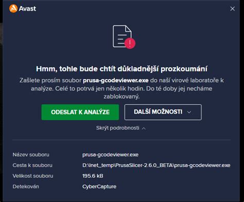 prusa g code viewer 2 6 beta3 avast detection · issue 10674 · prusa3d