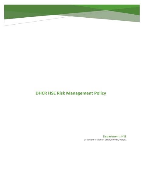 Risk Management Policy Pdf Risk Risk Assessment