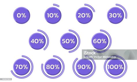 3d 다이어그램 원형 차트 세트 만화 스타일의 백분율 원 그래프입니다 진행 인포그래픽 디자인 요소 벡터 그림입니다 만화에 대한 스톡 벡터 아트 및 기타 이미지 Istock