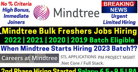 Mindtree Official Off Campus Recruitment Drive 2022 As Full Stack