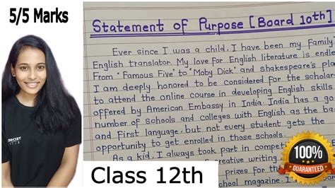 Statement Of Purpose Sop Writing Skills Hsc Class 12th English