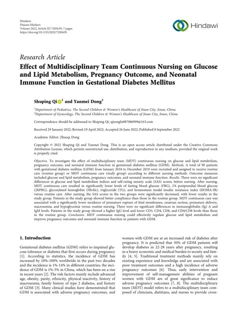 Pdf Effect Of Multidisciplinary Team Continuous Nursing On Glucose And Lipid Metabolism