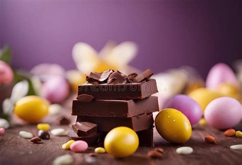 A Stack Of Chocolate Candy Sitting Next To Other Types Of Sweets Stock Illustration