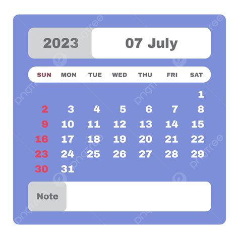 календарь на июль 2023 Png июль календарь 2023 Png картинки и пнг рисунок для бесплатной