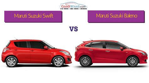 Maruti Swift Vs Maruti Baleno Spec Comparison