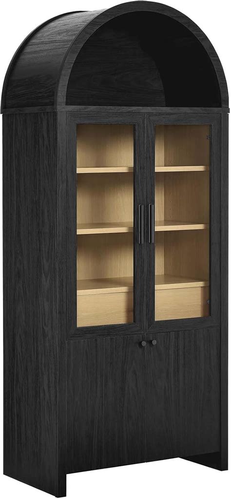 Modway Evie Arched Display Cabinet In Black Oak Modern