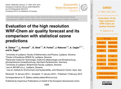 Pdf Evaluation Of The High Resolution Wrf Chem Air Quality Forecast And Its Comparison With