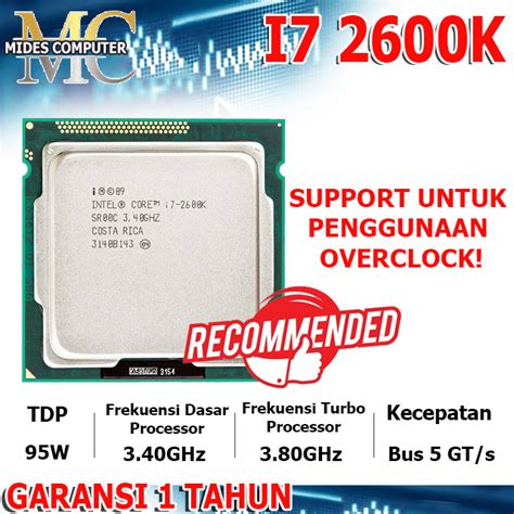 Jual Processor Intel Core I7 2600k 3 40 Ghz Socket Lga 1155 Shopee Indonesia