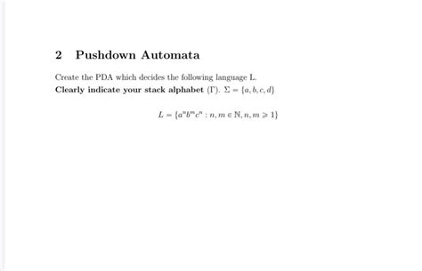 Solved Pushdown Automata Create The PDA Which Decides The Chegg