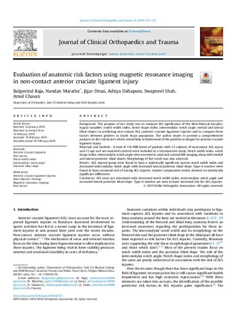 Pdf Evaluation Of Anatomic Risk Factors Using Magnetic Resonance