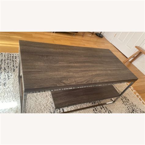 Chrome And Wood Sturdy Coffee Table Aptdeco
