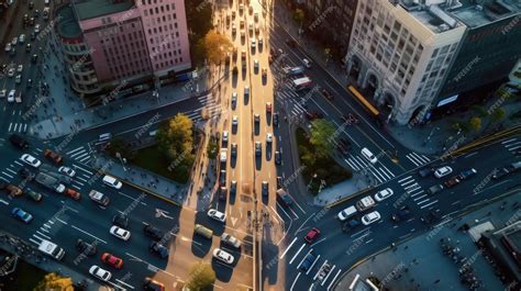 Premium Ai Image Aerial View Of A Busy Urban Street Intersection