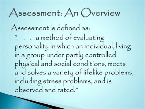 Ppt Assessment An Overview Powerpoint Presentation Free Download