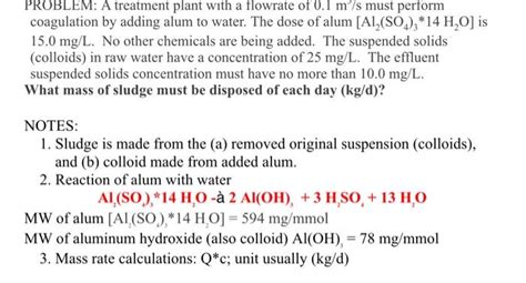 Solved PROBLEM A Treatment Plant With A Flowrate Of Chegg
