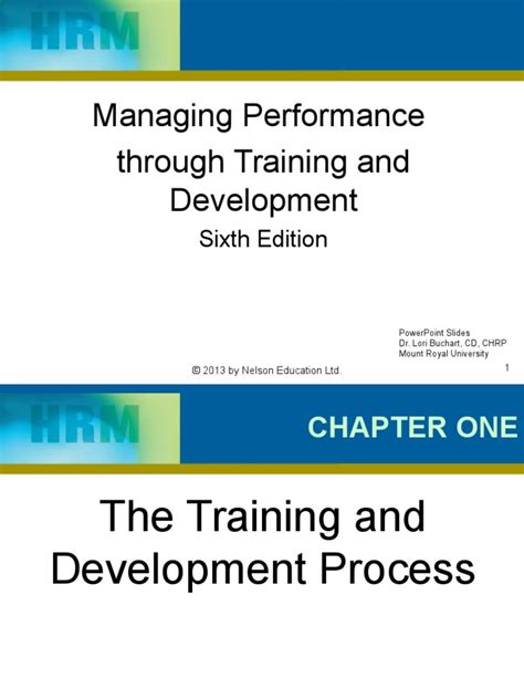 chapter one management performance through training and development